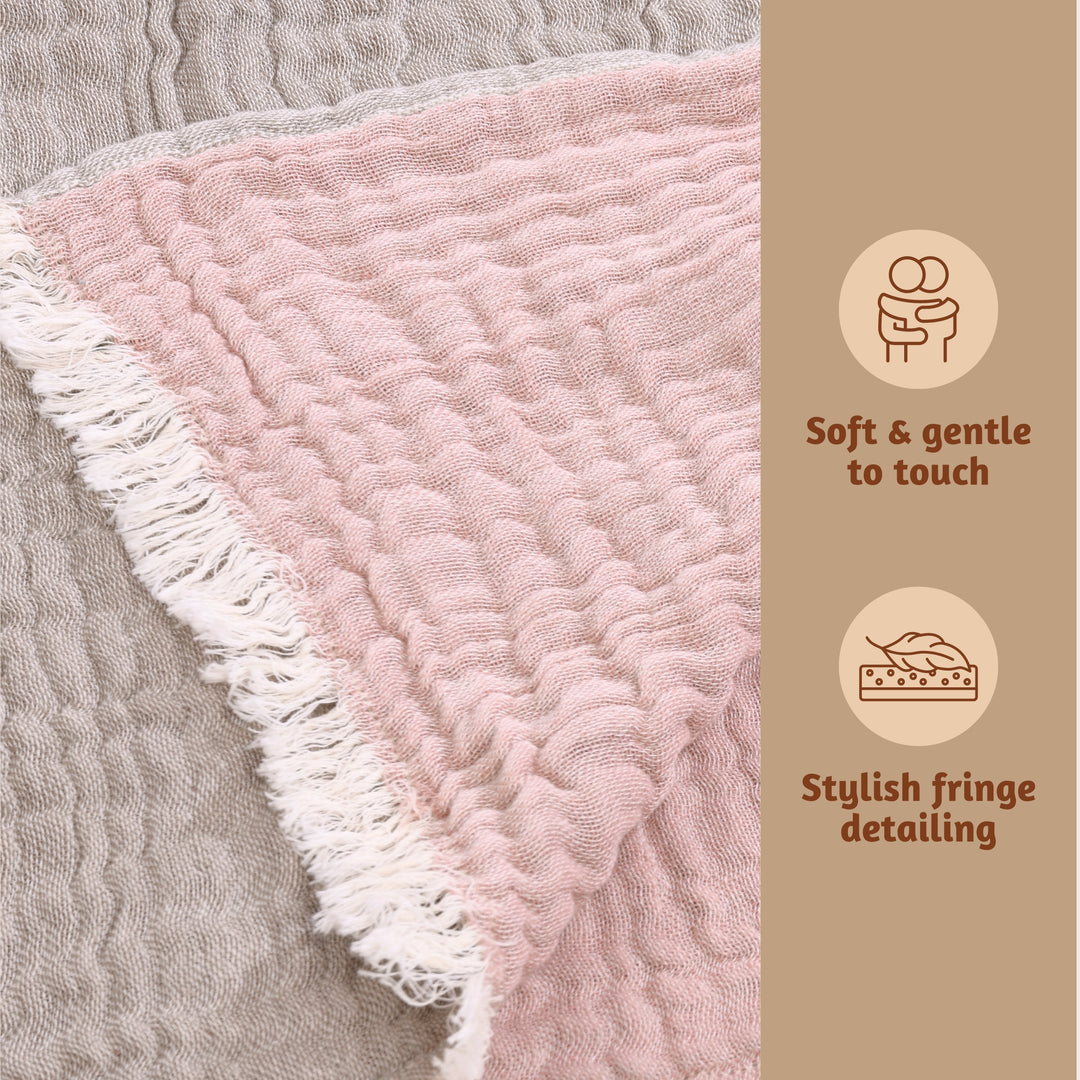 50 X 60" Gauze Throws 100% Cotton 4-Layer - Blush & Smoke – Folkulture ...
