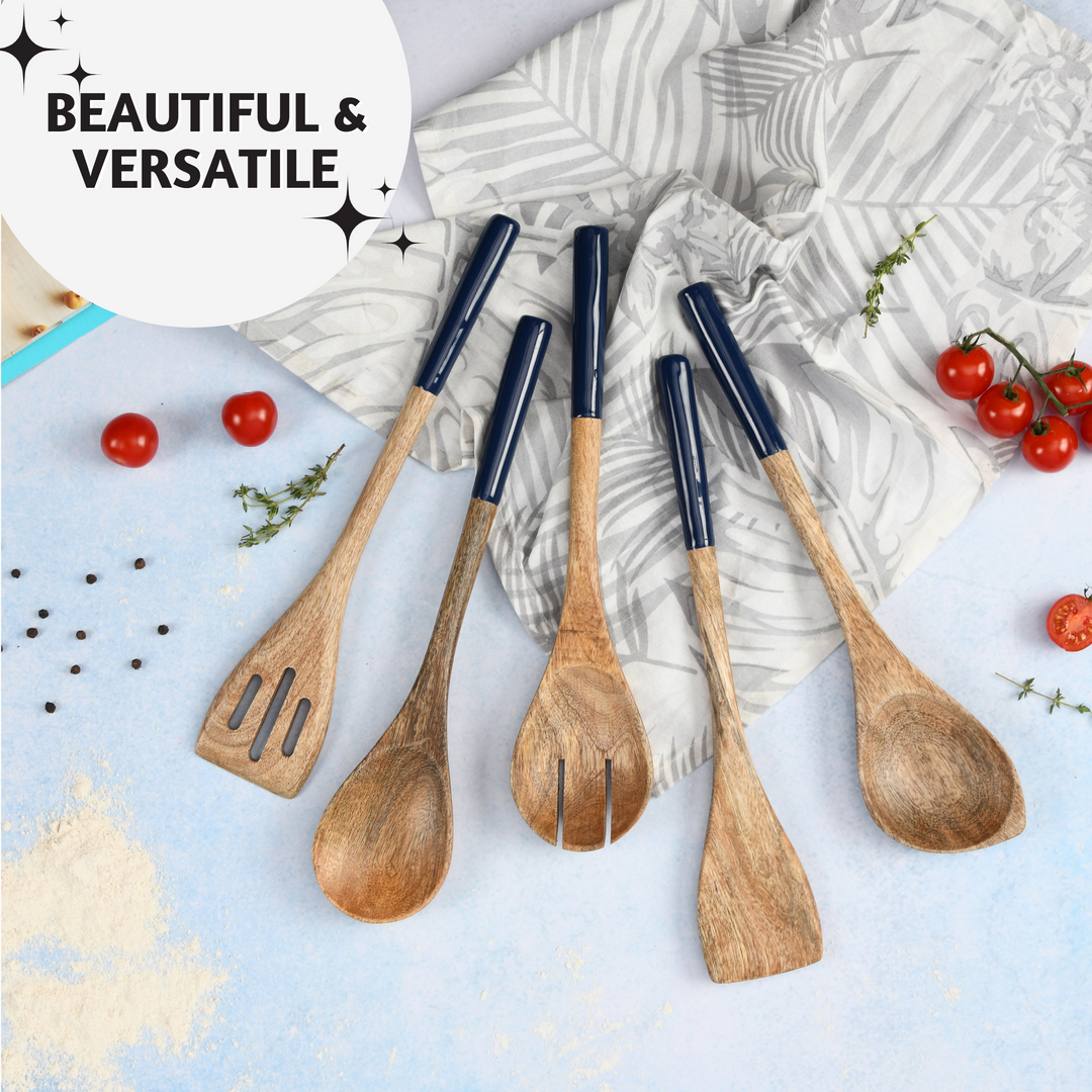 Wooden Cooking Utensils - Blue – Folkulture India