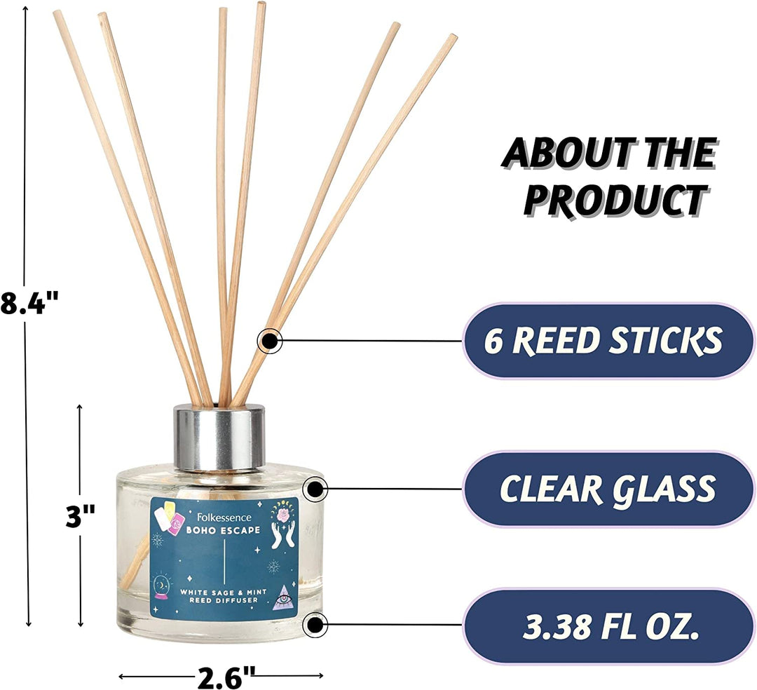 Reed Diffuser Set, 100 ml - Boho Escape, White Sage & Mint – Folkulture ...