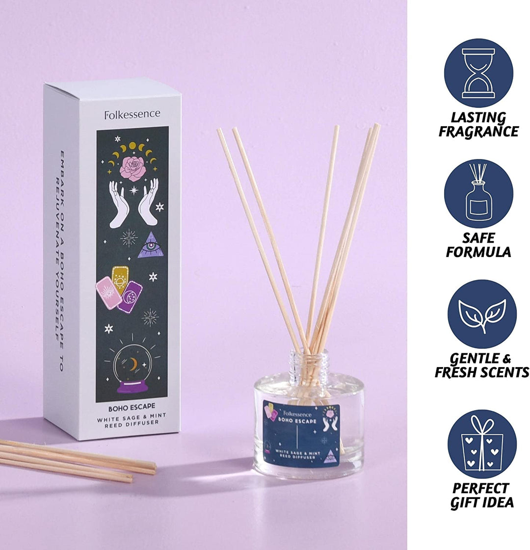 Reed Diffuser Set, 100 ml - Boho Escape, White Sage & Mint – Folkulture ...